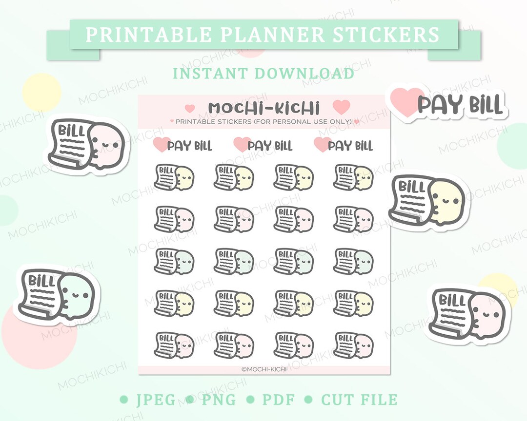 Cute Pay Bill Printable Planner Sticker/ Make Payment Printable Planner ...