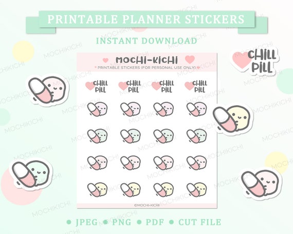 Cute Chill Pills Printable Planner Sticker/ Relax Printable | Etsy