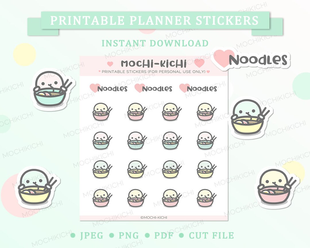 Cute Ramen Printable Planner Sticker/ Noodles Printable Planner Sticker ...