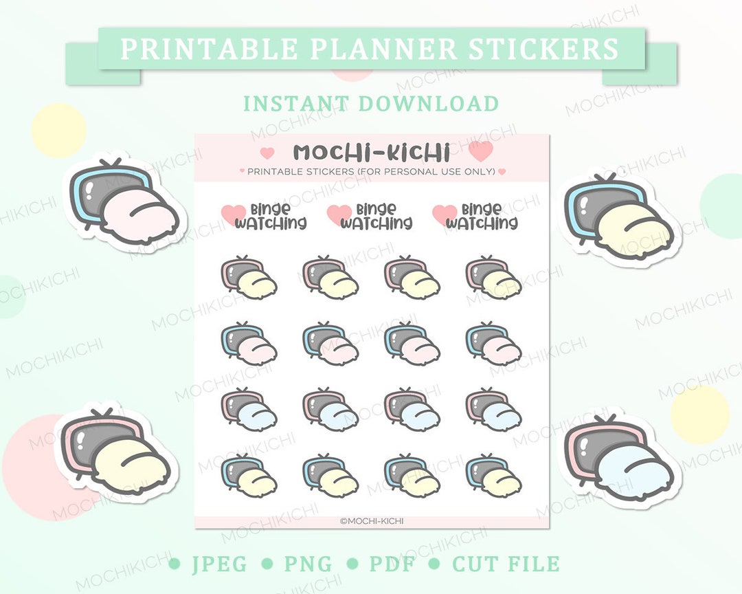Cute Binge Watch Printable Planner Sticker/ TV Drama Printable Planner ...