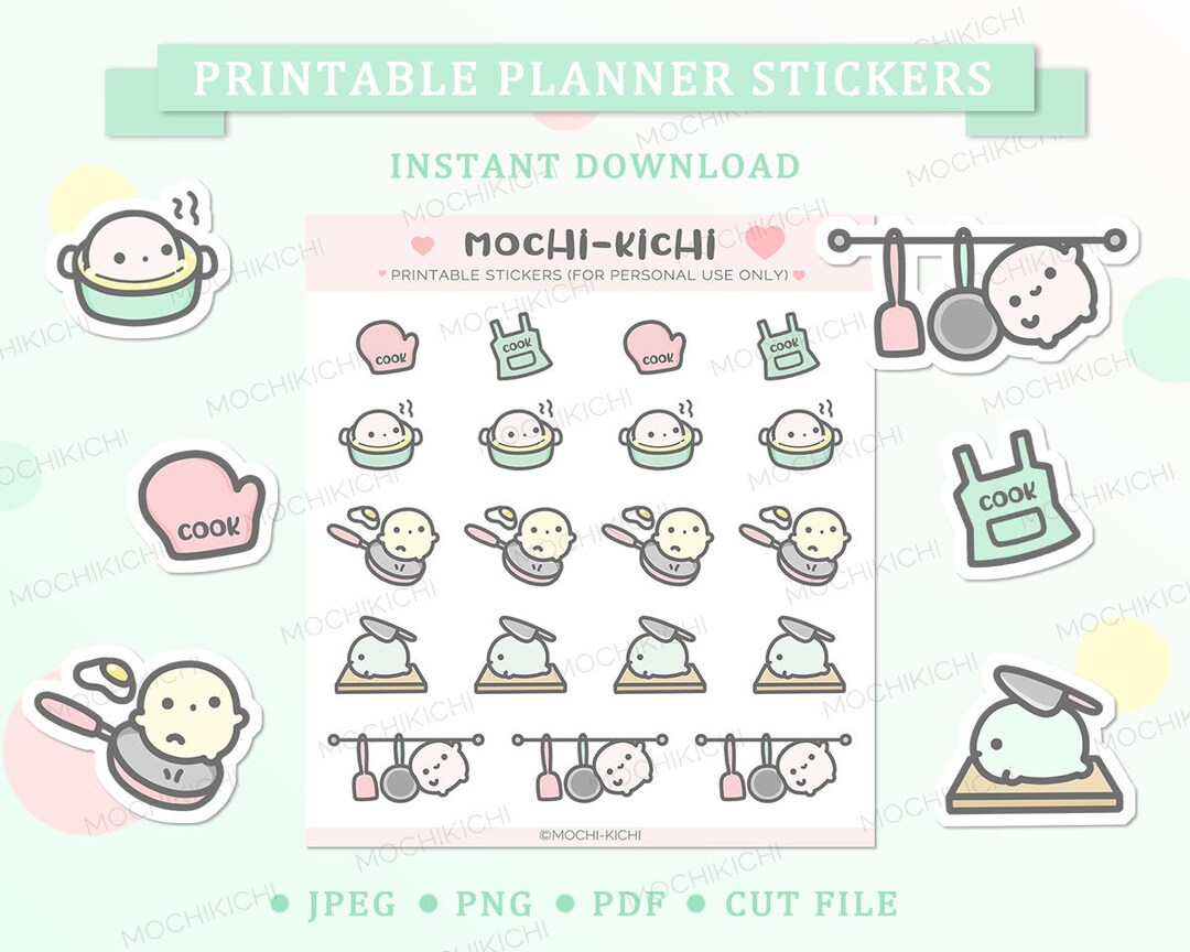 Cute Cooking Printable Planner Sticker/ Prep Meal Printable Planner ...
