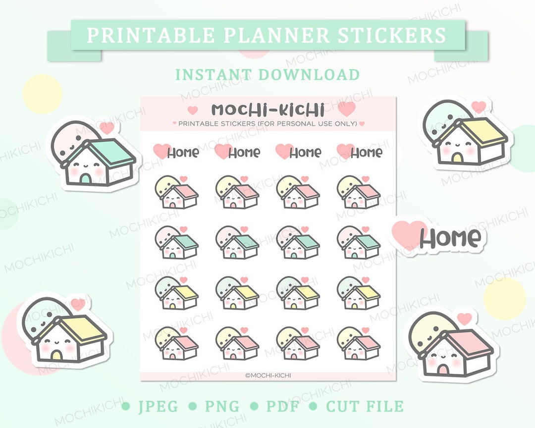 Cute Home Sweet Home Printable Planner Sticker/ Stay Home Printable ...