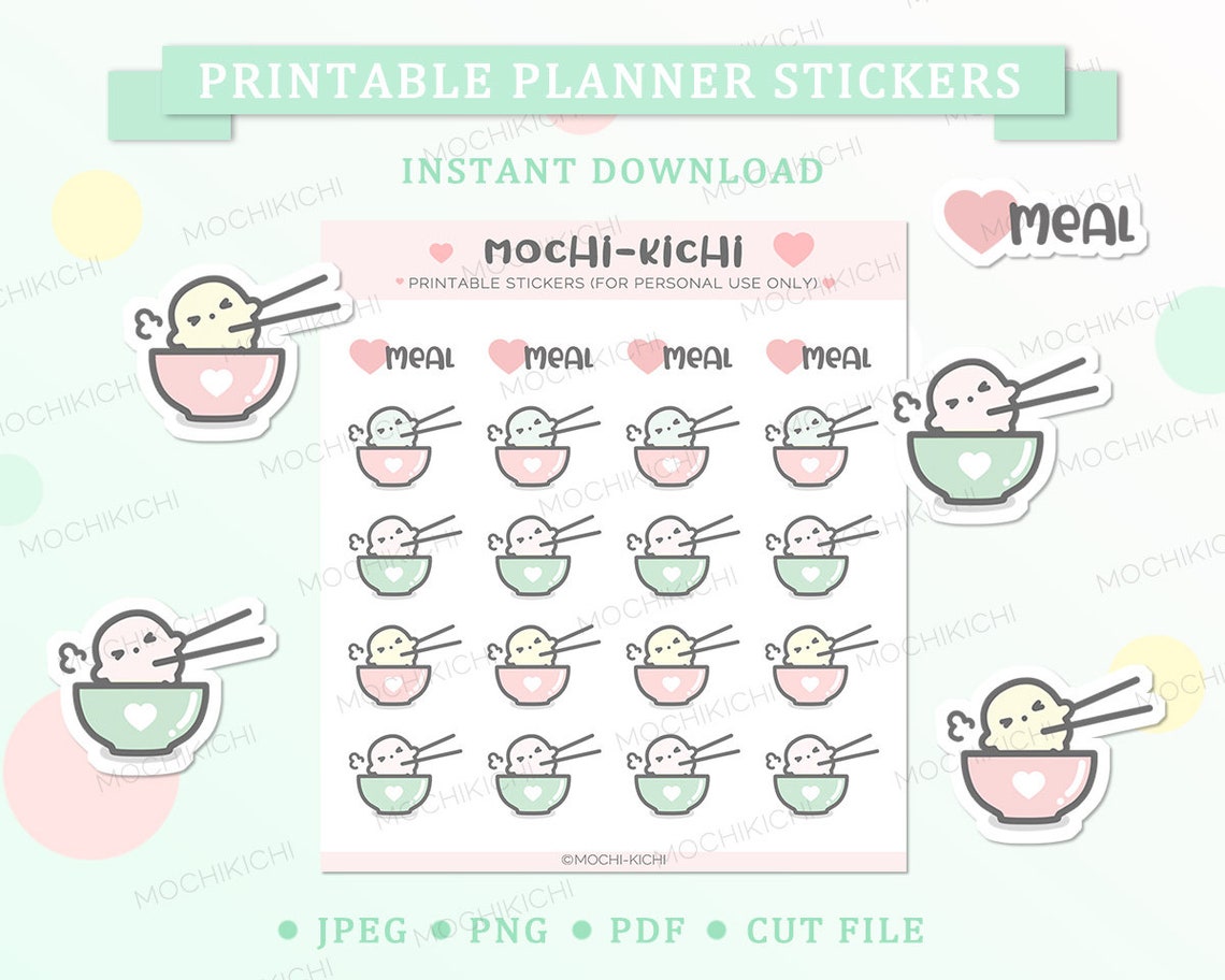 Cute Meal Printable Planner Sticker/ Meal Time Printable - Etsy