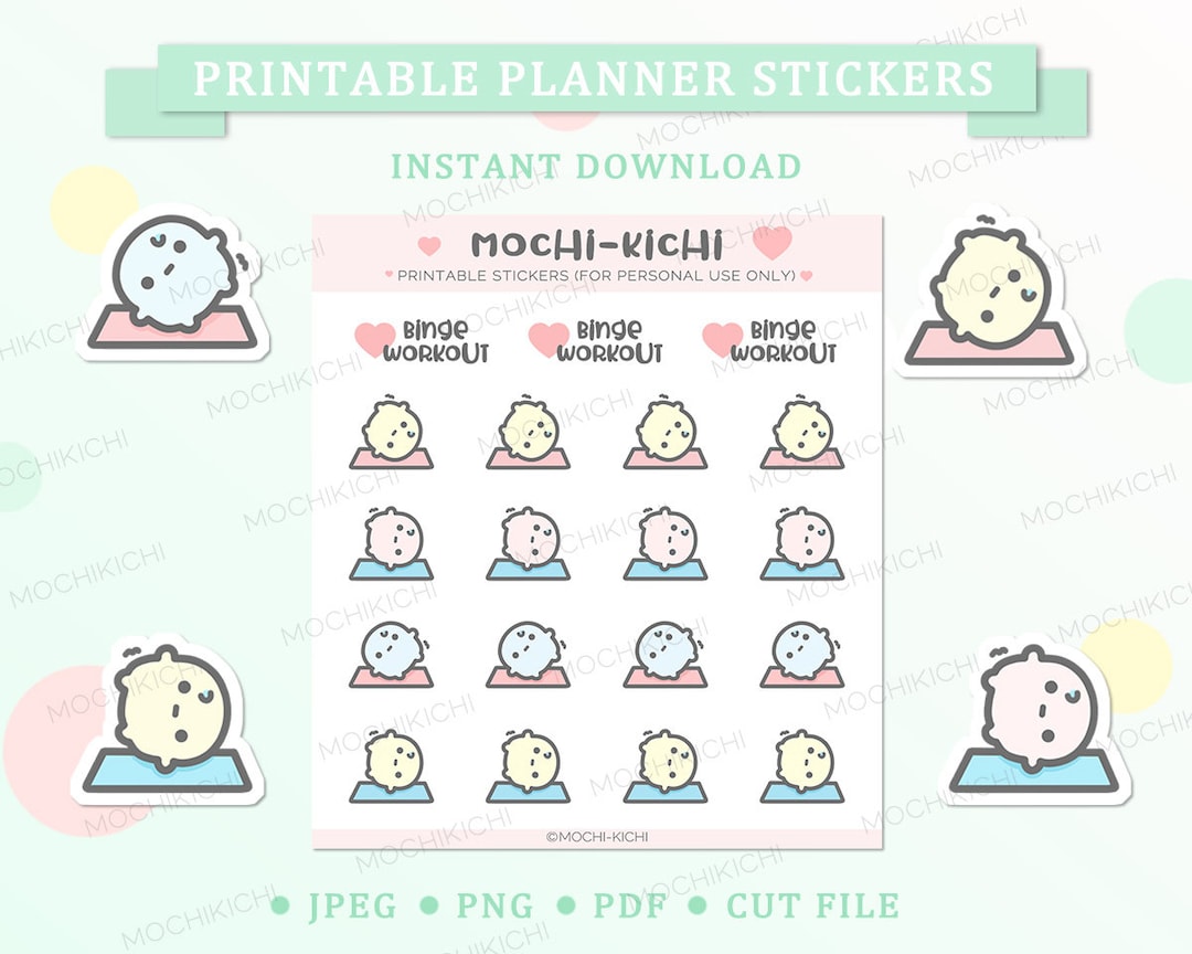 Cute Binge Workout Printable Planner Sticker/ Fitness Printable Planner ...