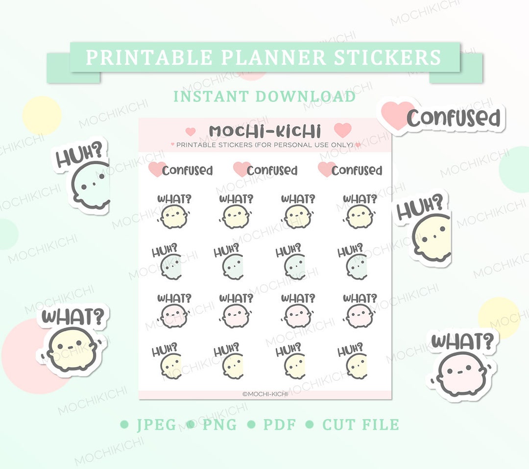 Cute Confused Printable Planner Sticker/ What? Printable Planner ...