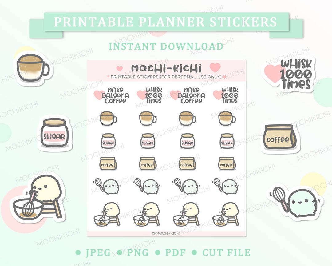 Cute Make Dalgona Coffee Printable Planner Sticker/ Coffee Time ...