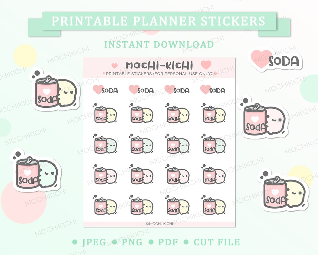 Cute Soda Printable Planner Sticker/ Soft Drinks Printable Planner ...