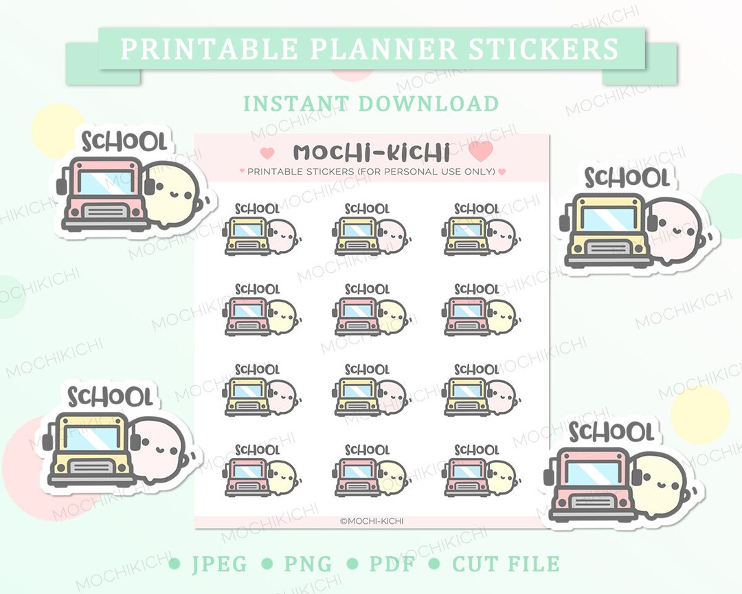 Cute Printable School Planner Sticker/ School Bus Planner Sticker ...