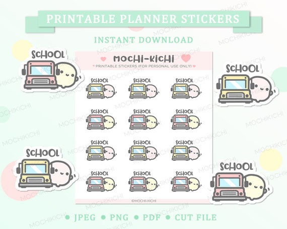 Cute Printable School Planner Sticker/ School Bus Planner | Etsy