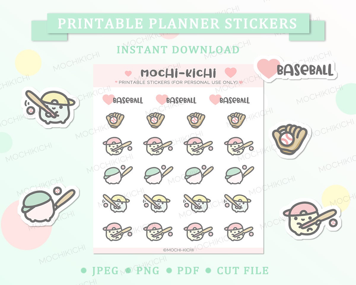 Cute Sports Printable Planner Sticker/ Baseball Printable - Etsy