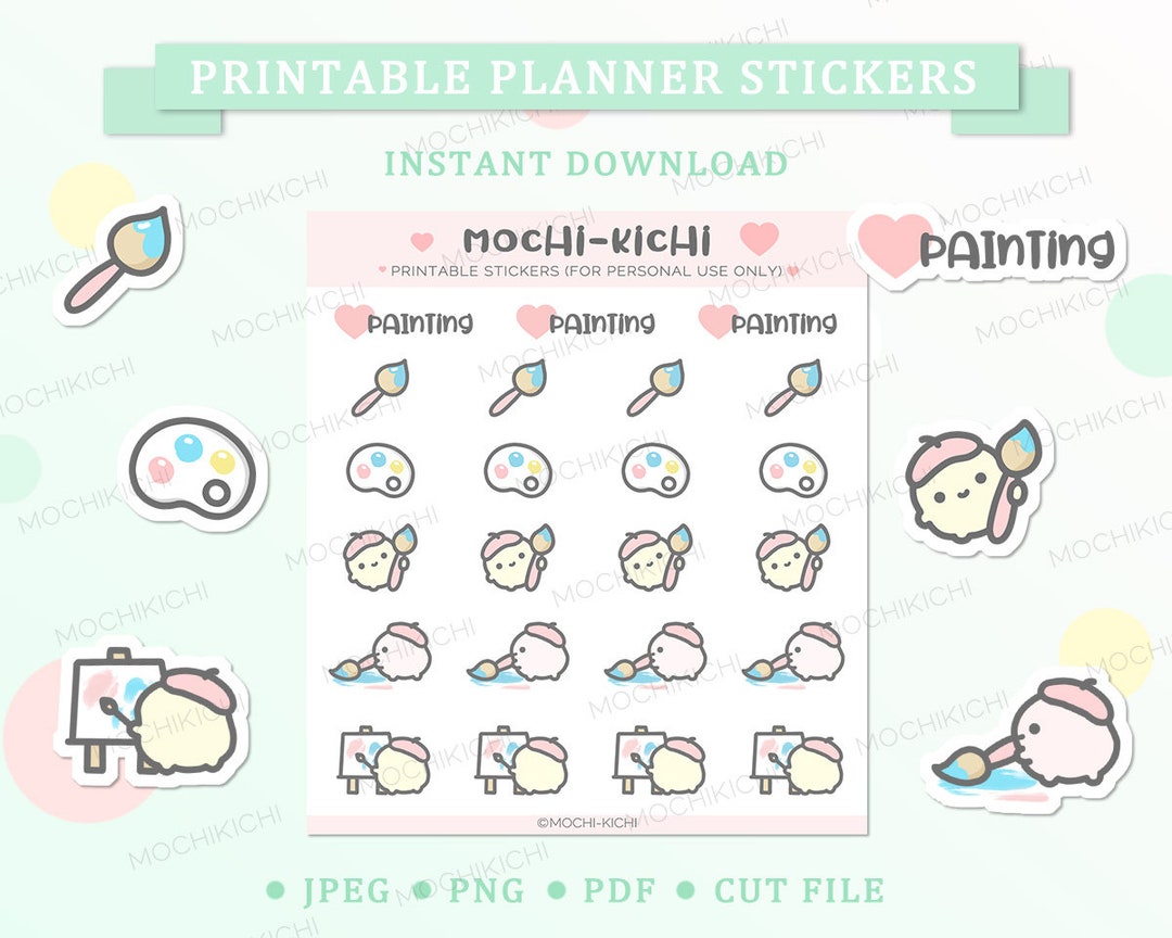 Cute Drawing Printable Planner Sticker/ Painting Printable Planner ...