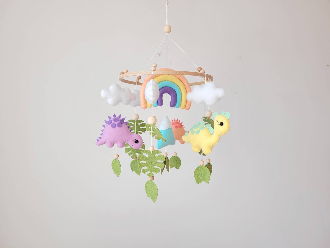 Dinosaur Mobile for Nursery, Rainbow Cloud Baby Mobile, Crib Mobile - Etsy