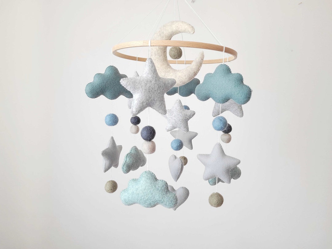 Baby Mobile Forboy, Moon and Star Mobile, Crib Mobile, Baby Shower Gift ...