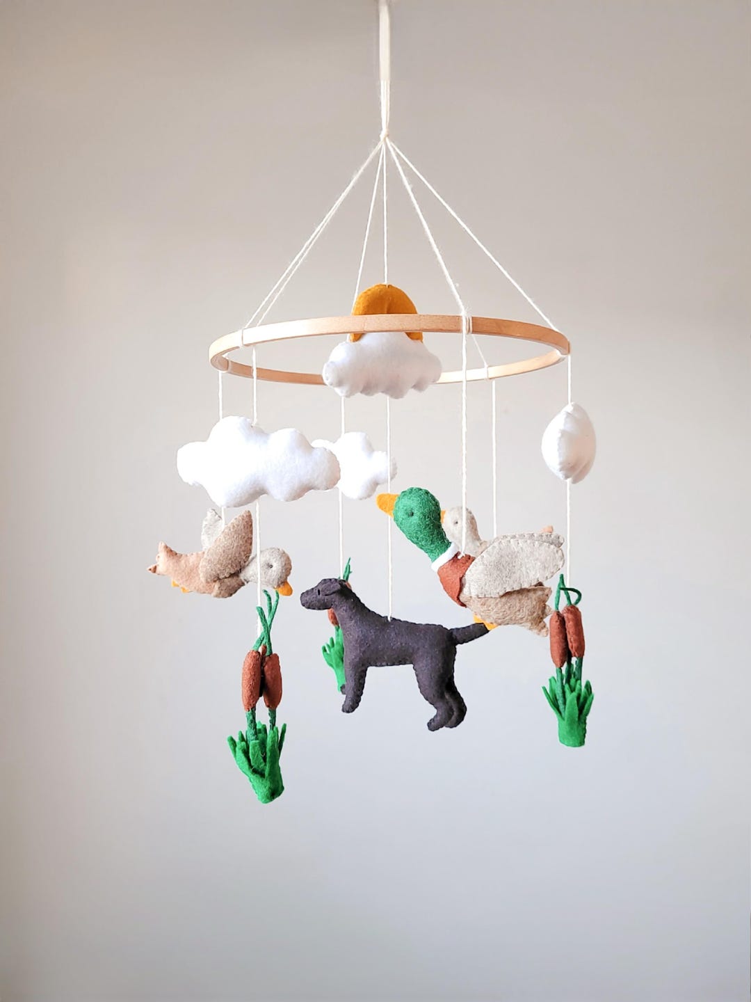 Duck Mobile for Crib, Black Labrador, Mallard Duck Nursery Decor, Baby ...
