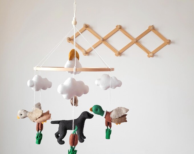 Duck Mobile for Crib, Black Labrador, Mallard Duck Nursery Decor, Baby ...