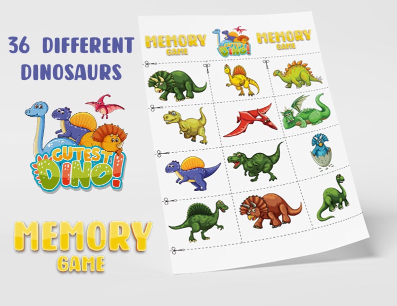 Dinosaurier-Memory-Spiel für Kleinkinder und Kindergarten Lernspiele ...