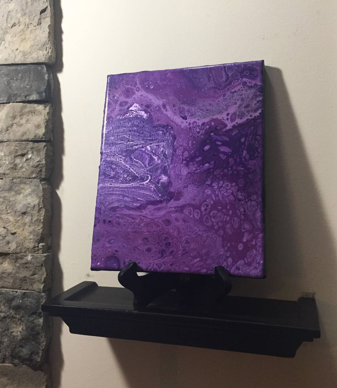 Abstract Purple Acrylic Pour Painting on 8x10 Canvas Home Decor Wall ...