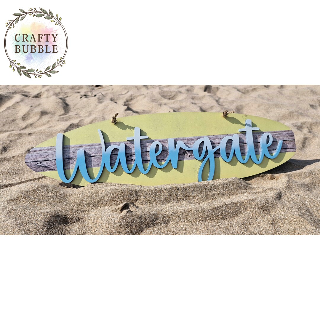 Surfboard Sign Watergate Laser Cut Wooden Surfboard Wall Art cornwall ...