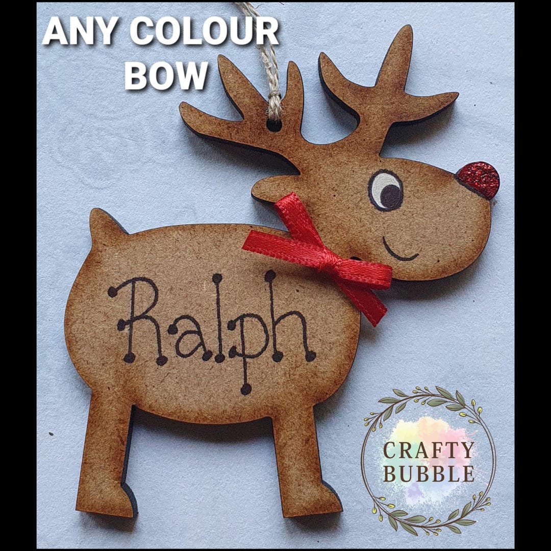 Personalised Wooden RUDOLPH REINDEER Christmas Tree Bauble Decoration ...