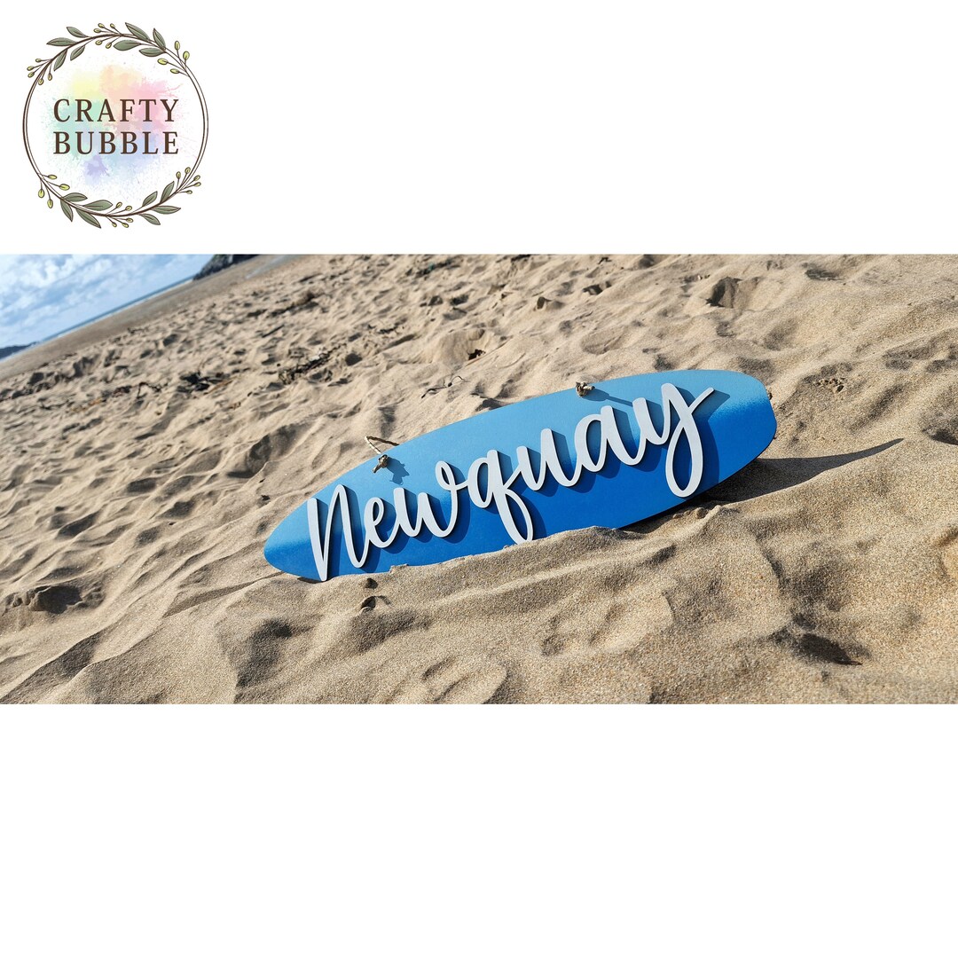 Surfboard Sign 'newquay' Laser Cut Wooden Surfboard Wall Art cornwall ...