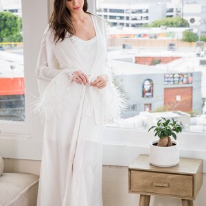 Long Feather Robe, White Robe for Bride, Wedding Robe, Bridal Shower ...