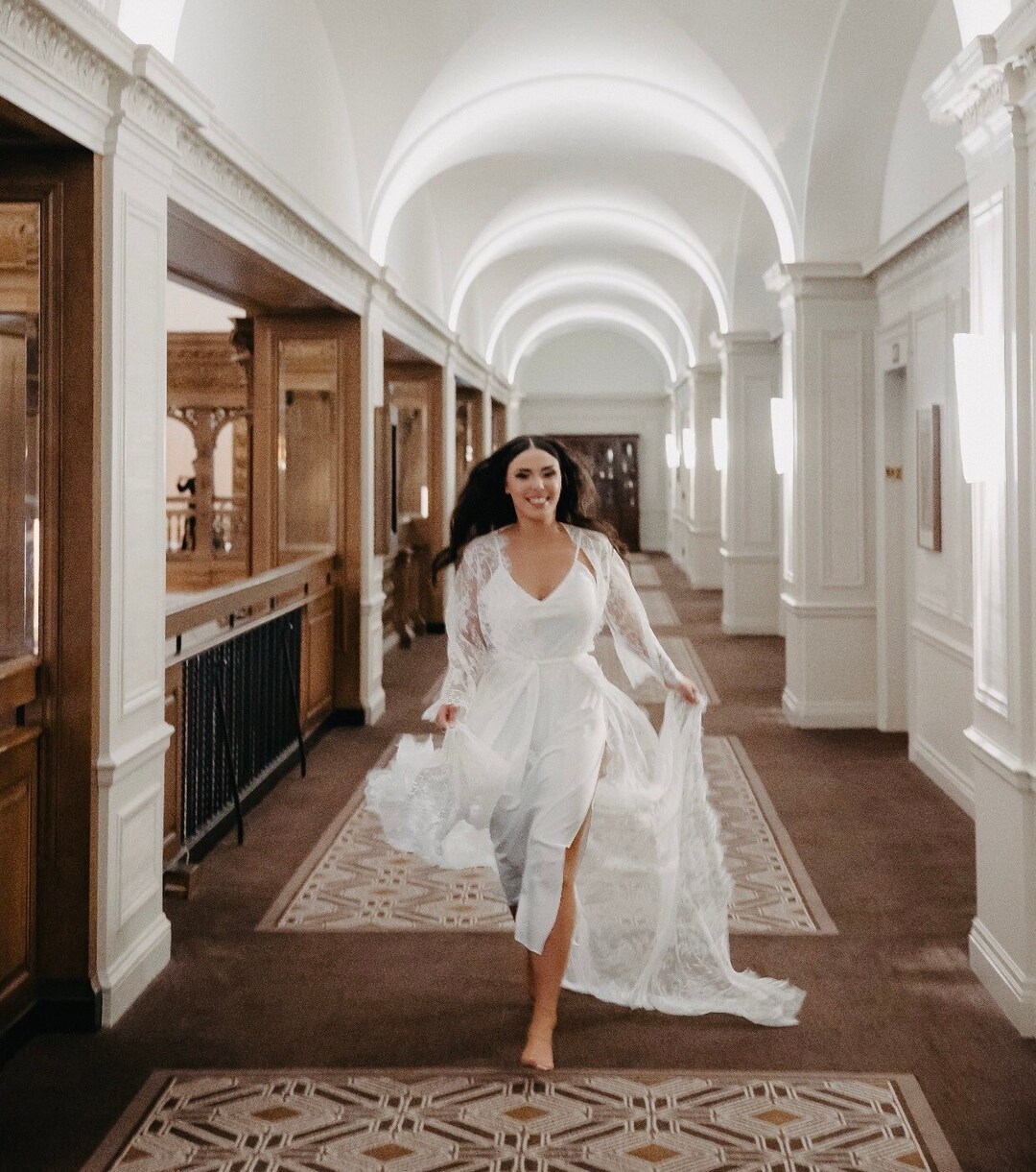 Lace Wedding Robe-bridal Robe-long Lace Robe With Train-bride Robe ...