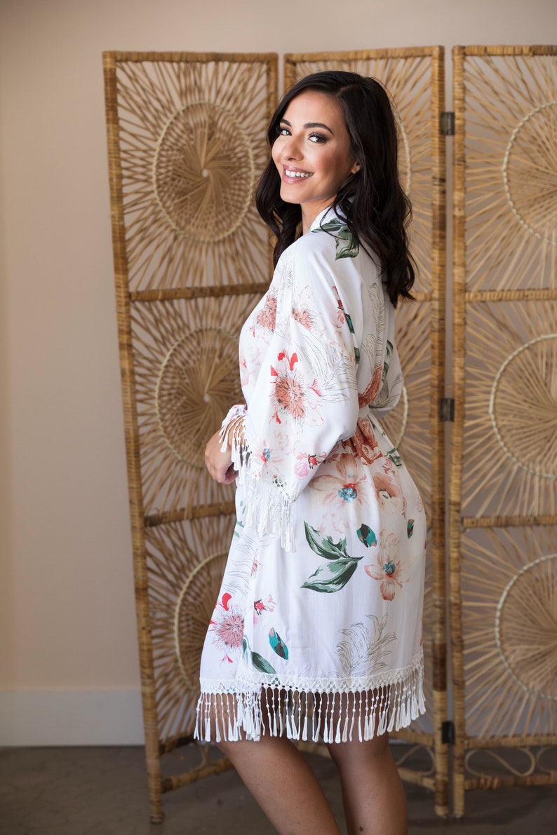 NEW Boho Floral Robes-Tassle Robes with Fringes-Cotton | Etsy