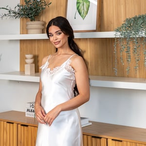 Satin Inner Slip With Lace Trim, Adjustable Tank, Slip Dress, Inner ...