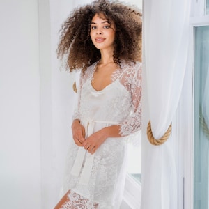 Lace Wedding Robe-bridal Robe-short Lace Robe-bride Robe-bridesmaid ...