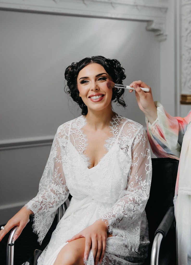 Lace Wedding Robe-bridal Robe-long Lace Robe With Train-bride - Etsy