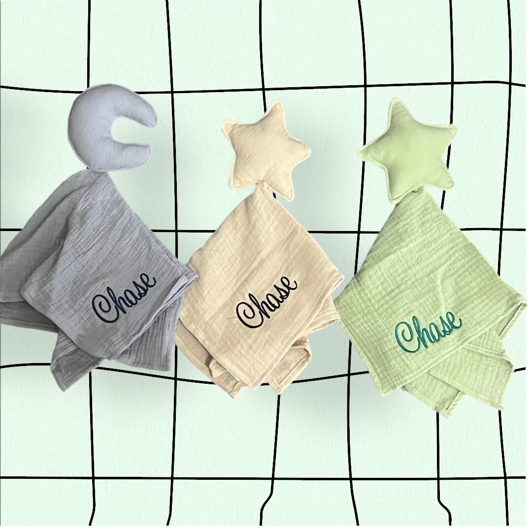 Baby Lovey, Personalized Lovey With Names, 100% Cotton Star Moon Lovey ...