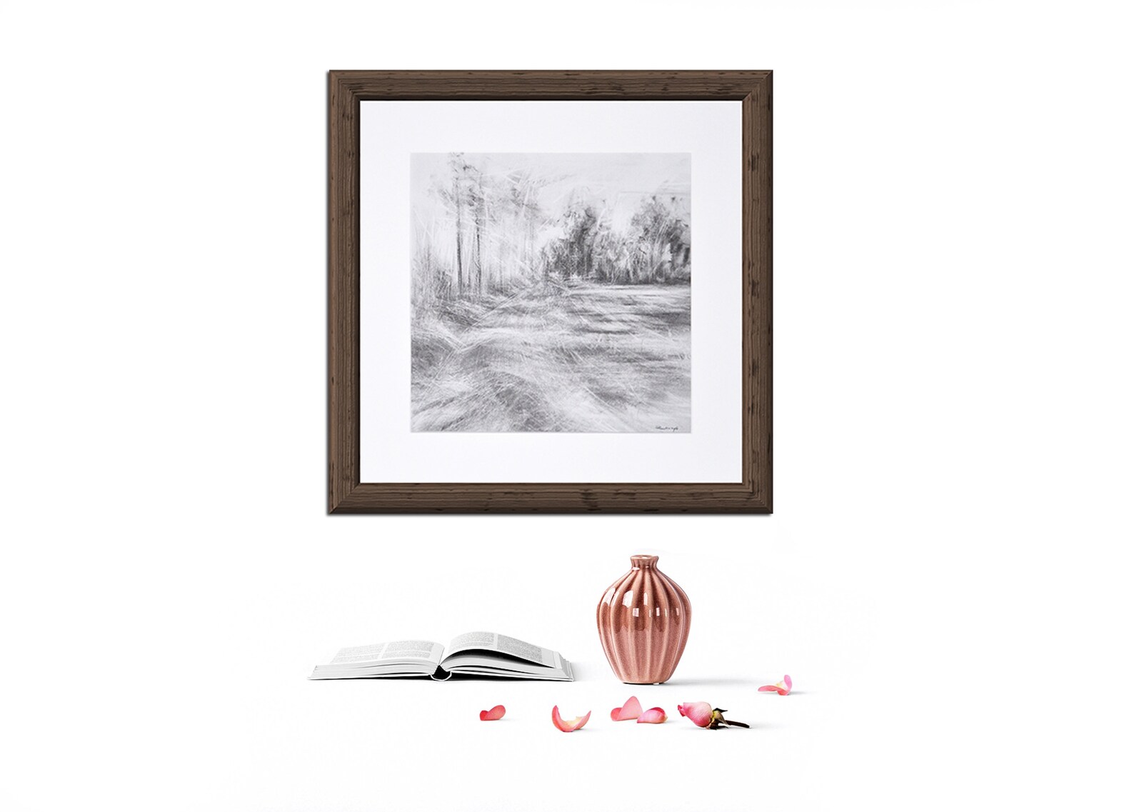 Original Drawing, Forest Drawing, Charcoal Drawing, Graphite Drawing ...