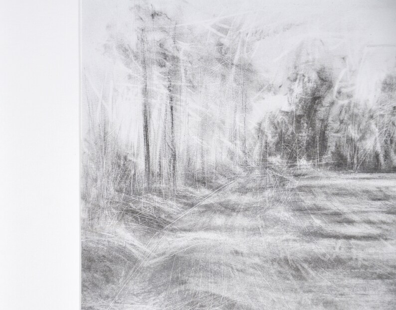 Original Drawing Forest Drawing Charcoal Drawing Graphite - Etsy