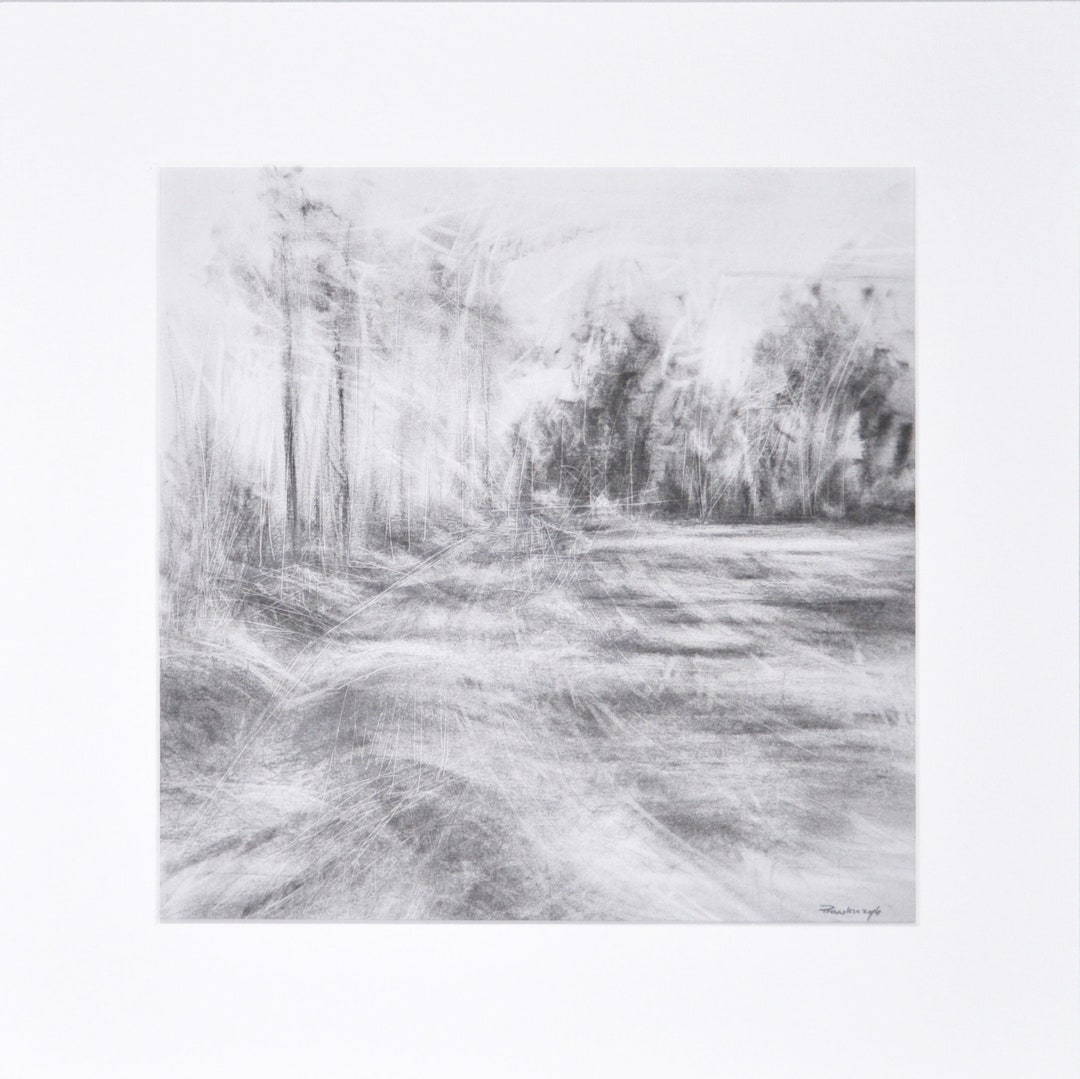 Original Drawing, Forest Drawing, Charcoal Drawing, Graphite Drawing ...