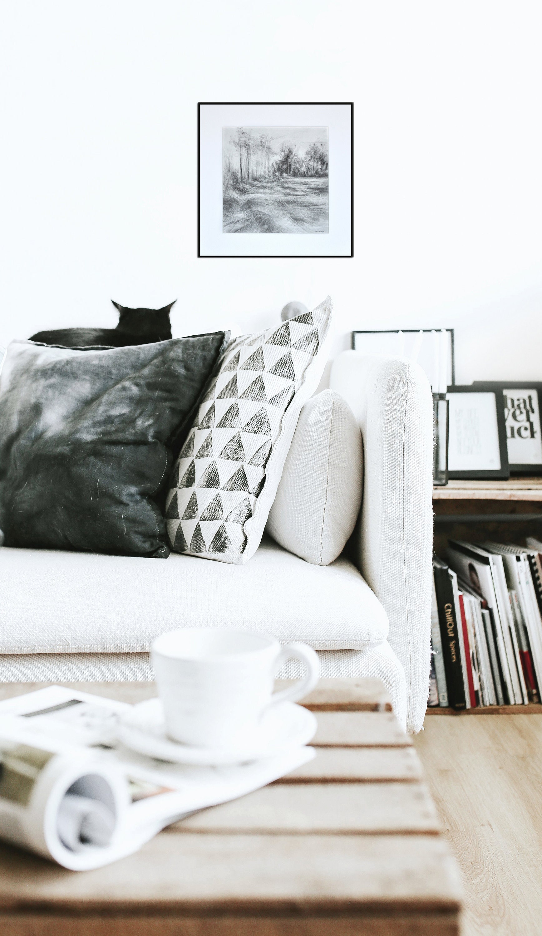 Original Drawing, Forest Drawing, Charcoal Drawing, Graphite Drawing ...