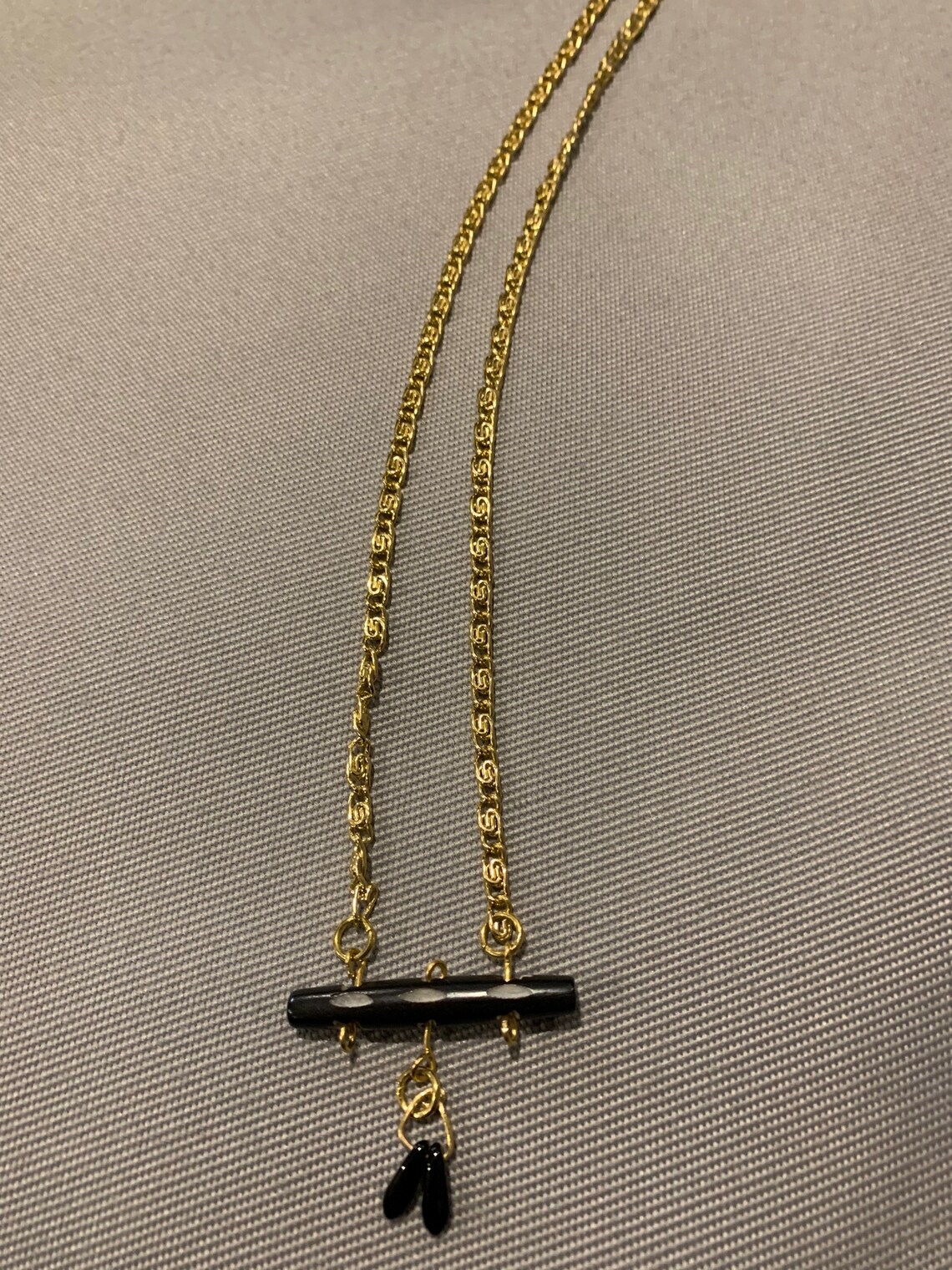 Collar tipo Lariat con cadena bañada en oro y colgante | Etsy