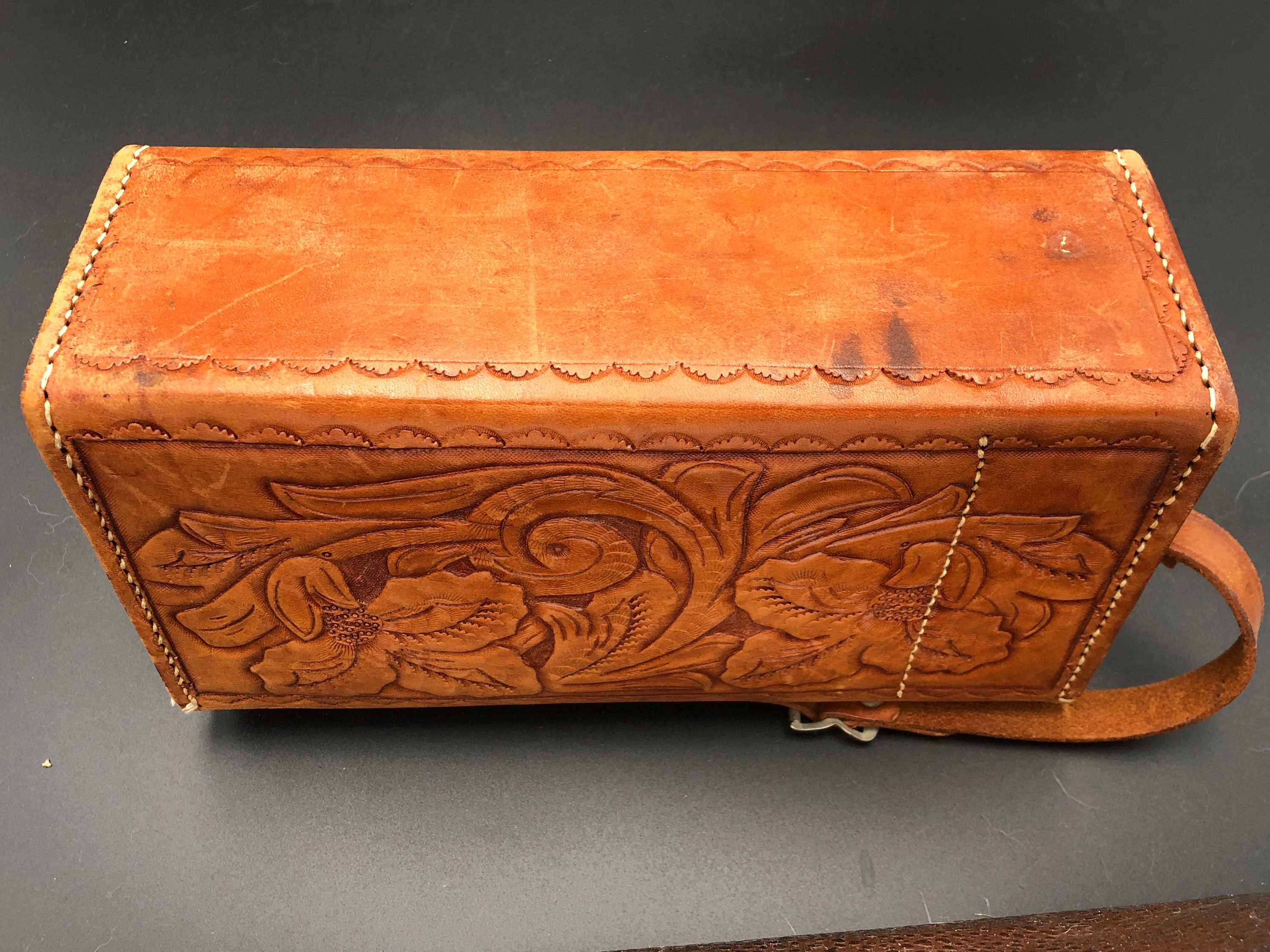 Hand Tooled Leather Box Purse With Cup, Made in Ecuador - Etsy