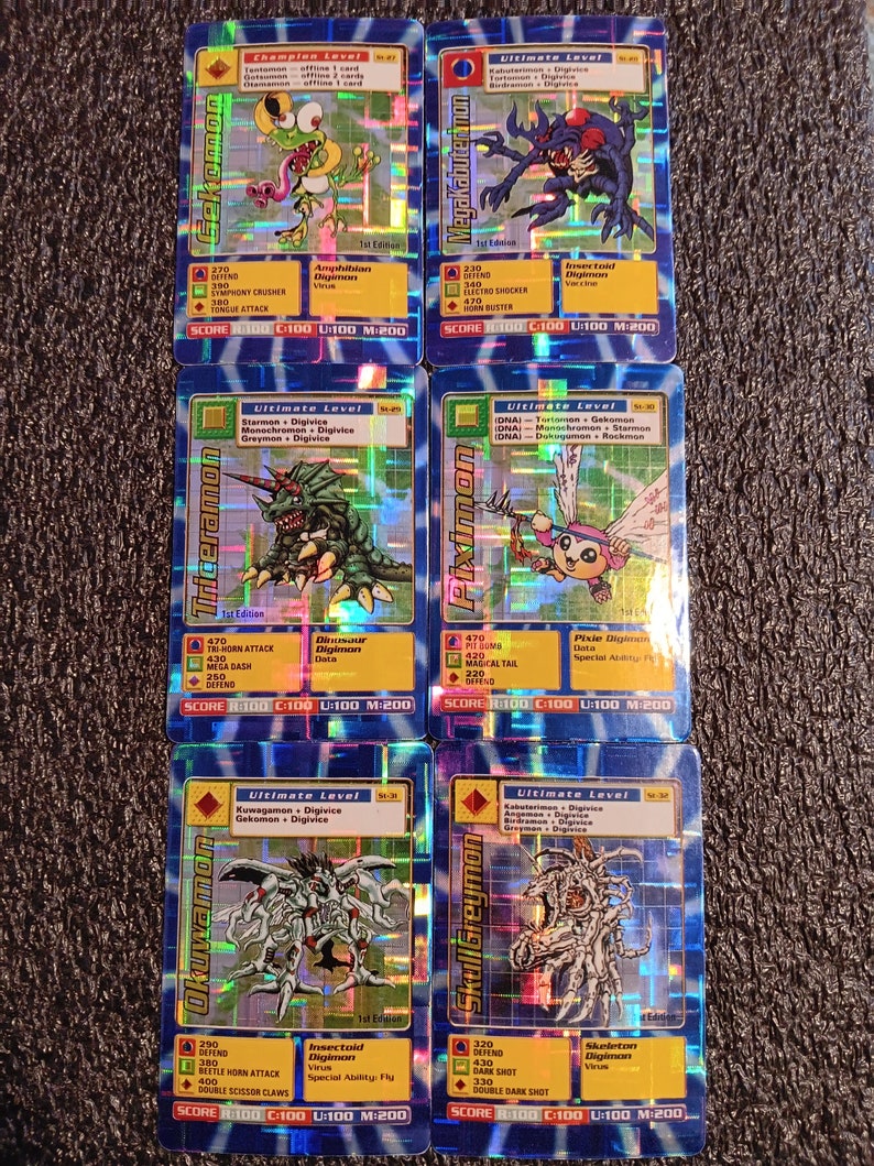 Digimon Cards Sticker 50qty Custom New Deck #1 All Holo - Etsy