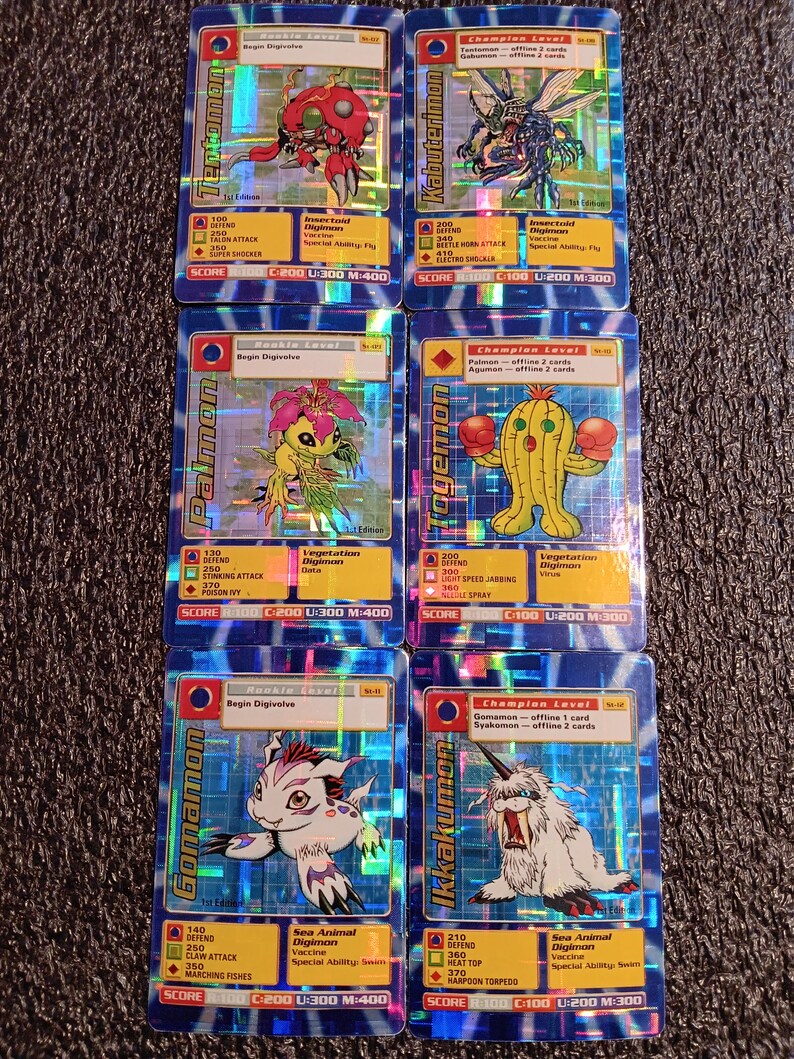 Digimon Cards Sticker 50qty Custom New Deck #1 All Holo - Etsy