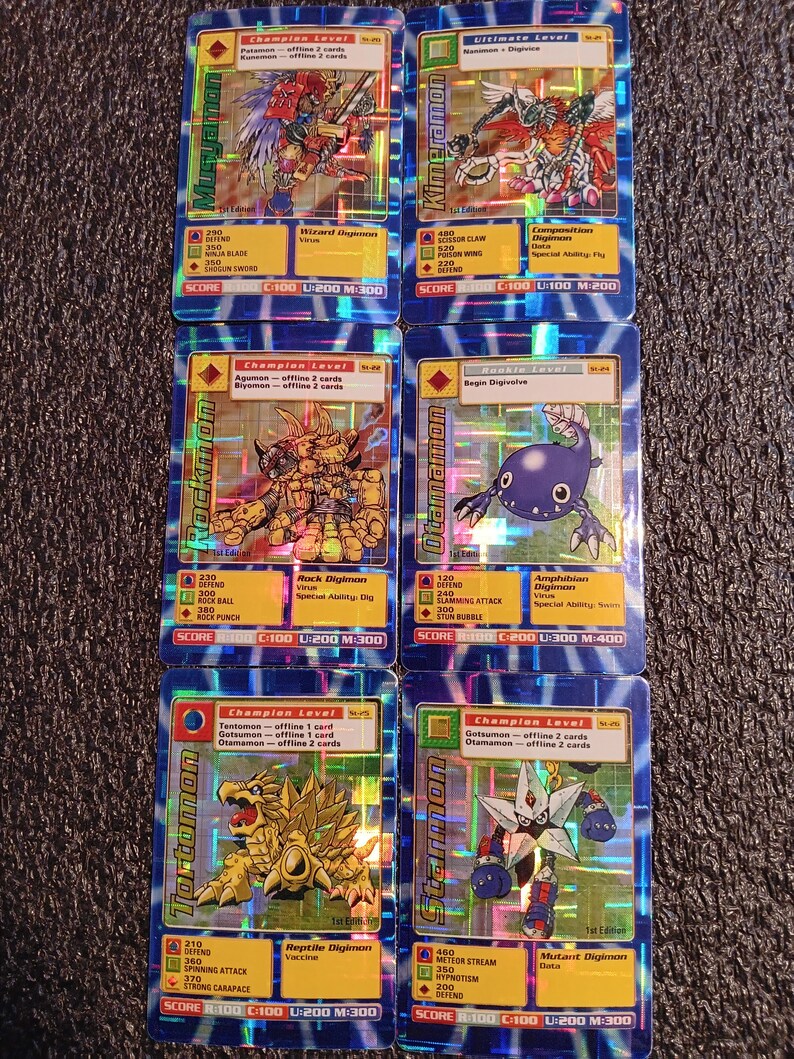 Digimon Cards Sticker 50qty Custom New Deck #1 All Holo - Etsy