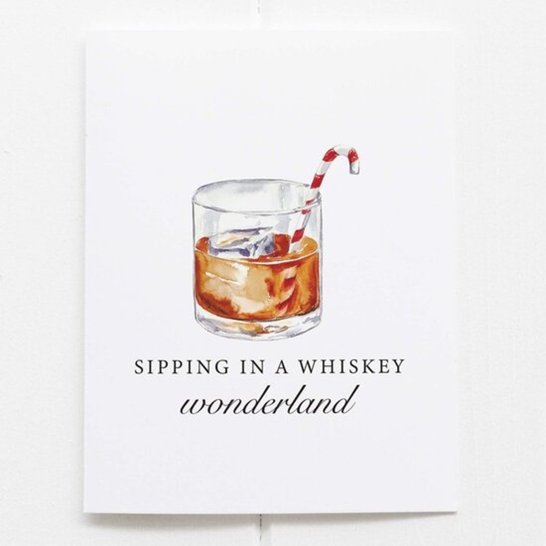 Bourbon Whiskey Holiday Greeting Card Sipping in A Whiskey Wonderland ...