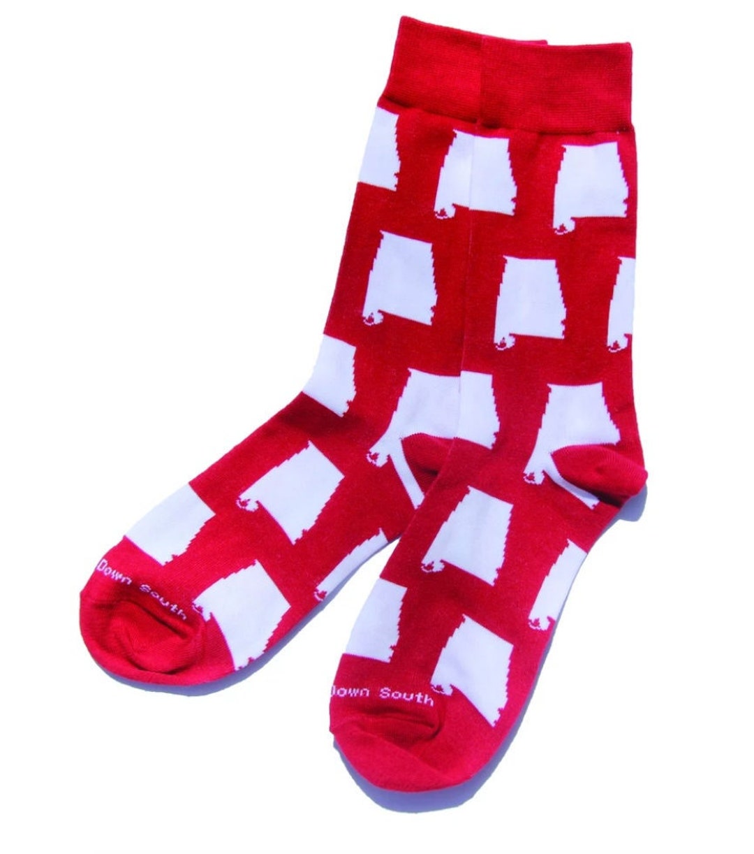 Alabama Shape State Socks Red - Husband or Boyfriend Gift - Fun Dress ...
