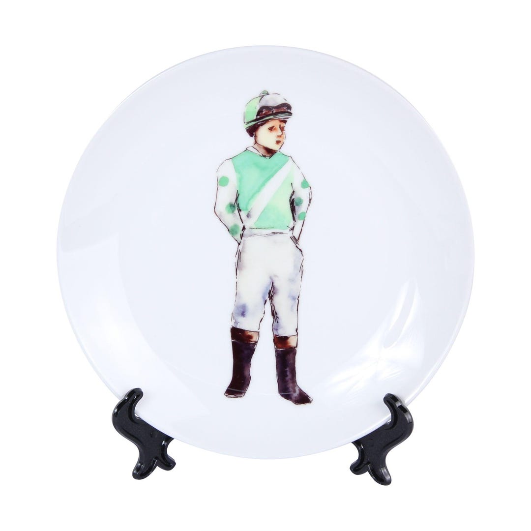 Derby Plate - Mint Green Standing Jockey Ceramic Plate - Derby Party ...