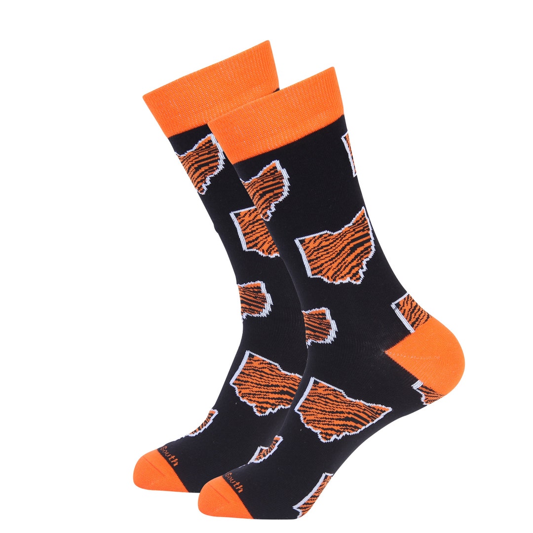 Ohio State Shape Tiger Striped Socks - Ohio Socks - Gift for Him or Her ...