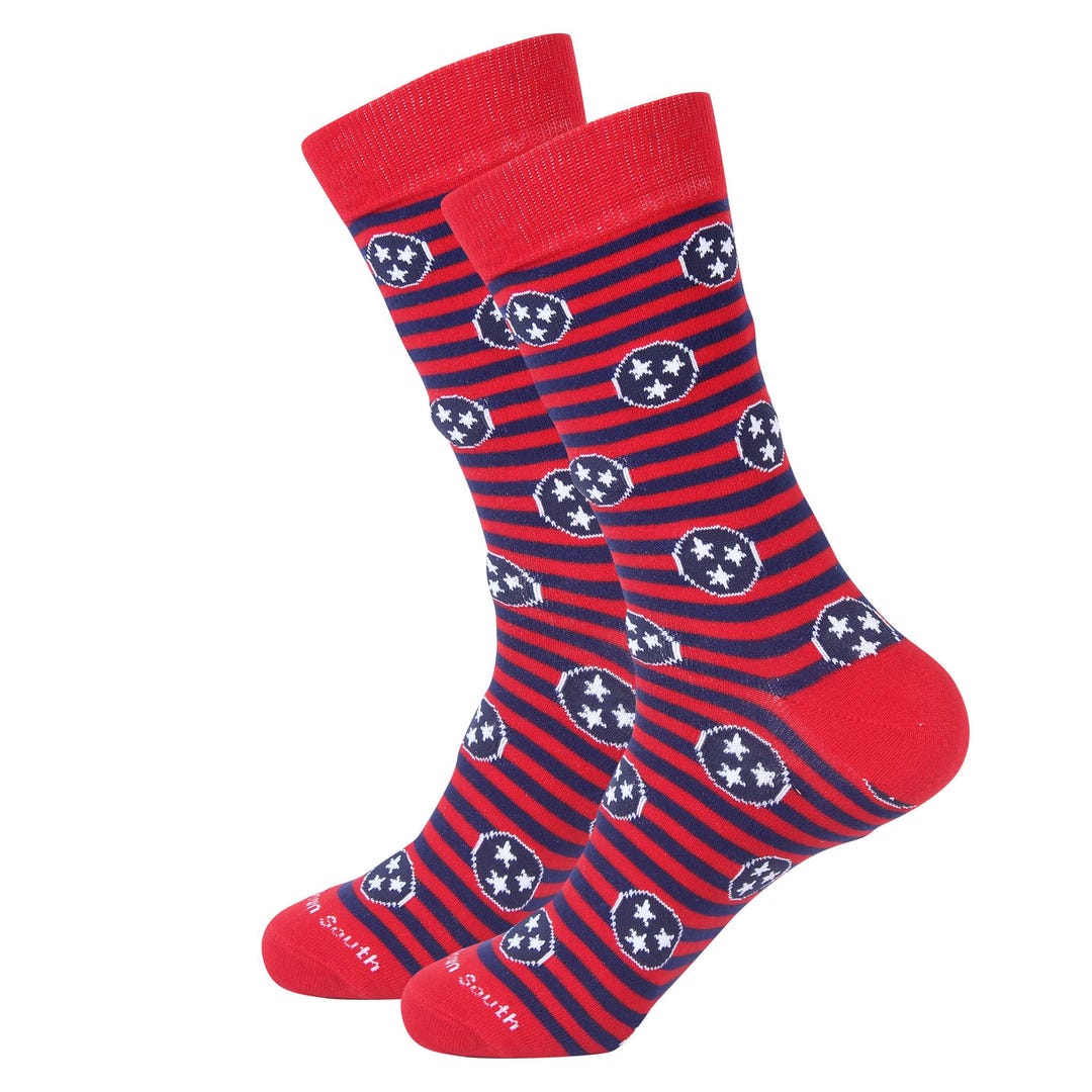 Tennessee Socks - Red Stripe Tennessee Tri Star Socks - Tennessee Fans ...
