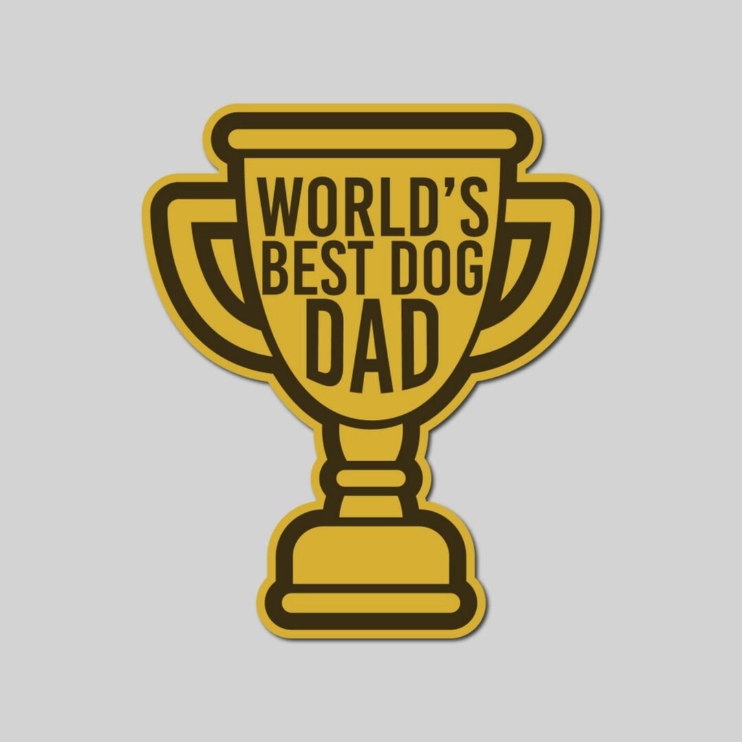 World's Best Dog Dad Trophy Sticker - Gift Ideas - Funny Stickers ...