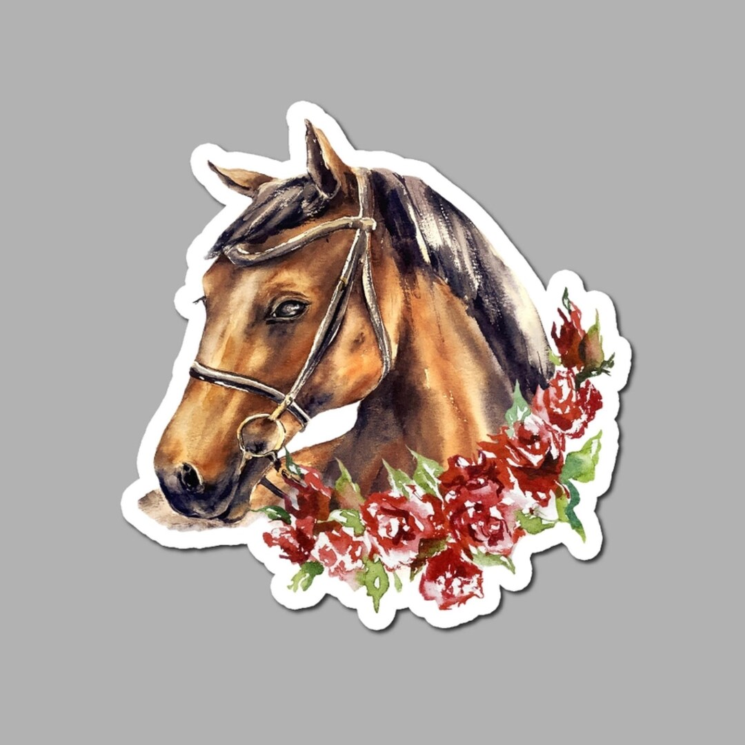 Derby Horse With Roses Sticker - Greeting Stickers - Horse Racing ...