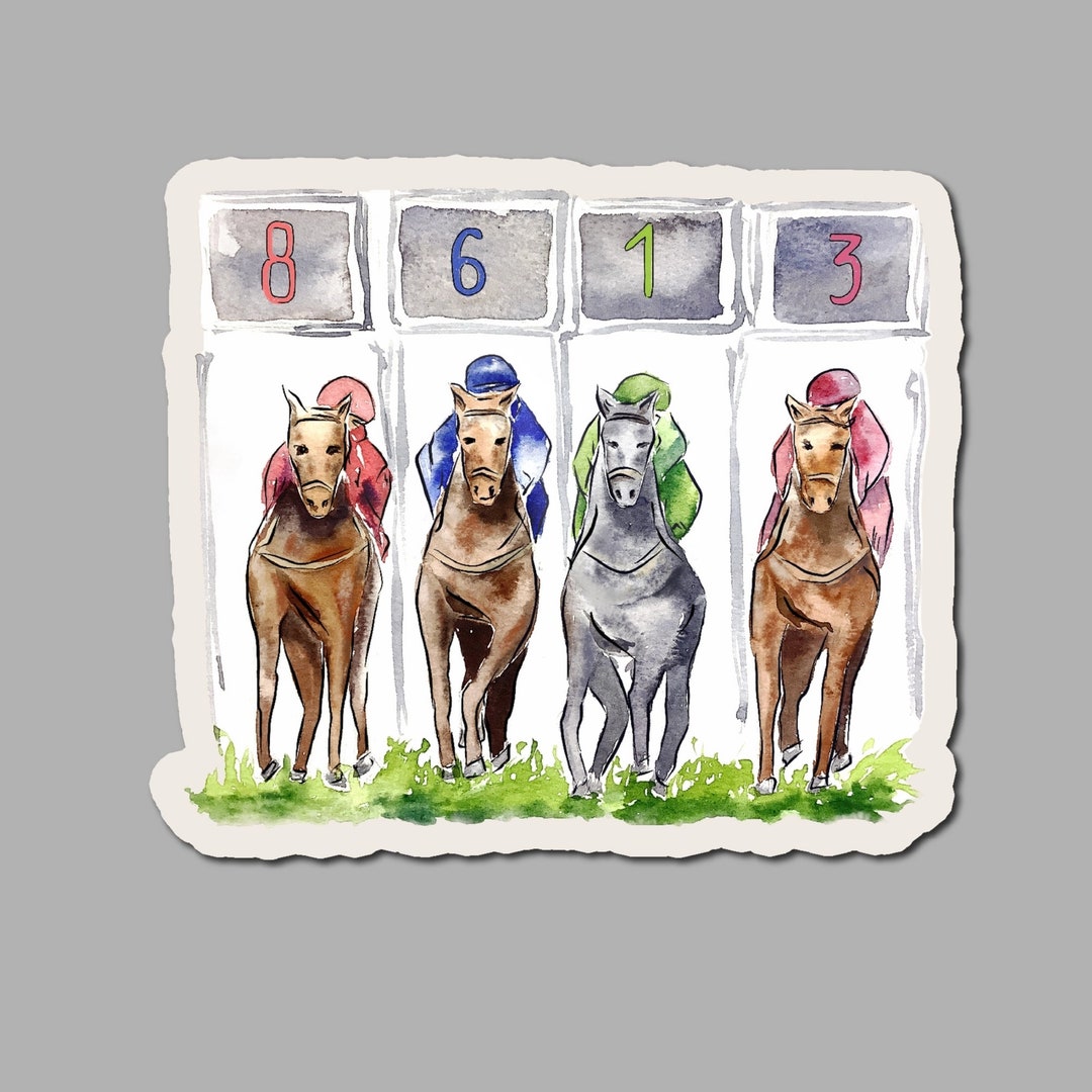 Derby Race Horses Out of the Gate Sticker Horse Racing Kentucky Bourbon ...