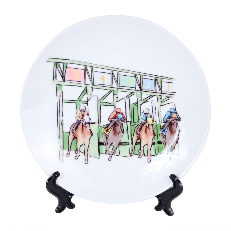 Derby Plate - Starting Gate Horse Racing Ceramic Plate - Derby Party ...