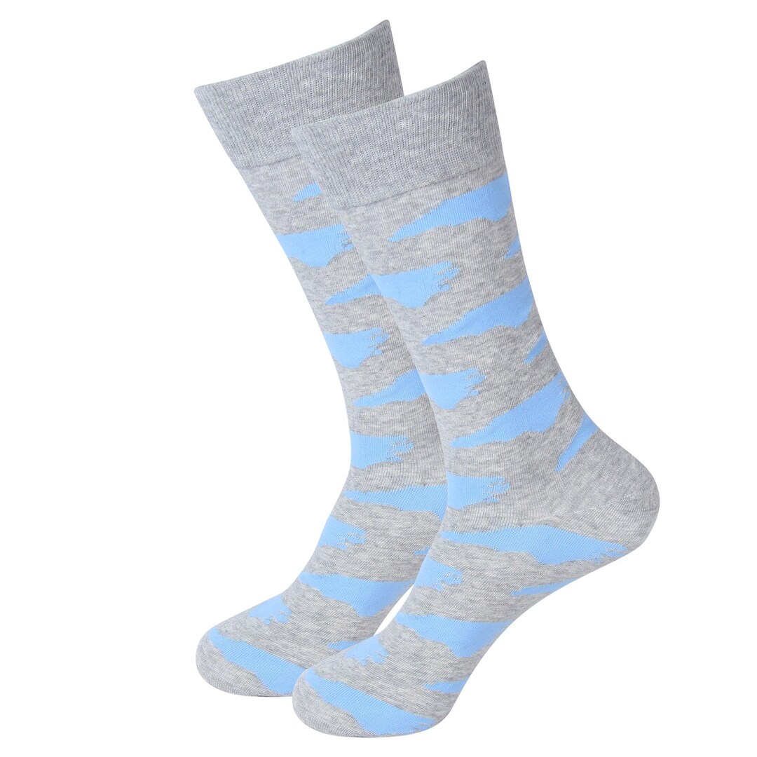 North Carolina Socks - Grey/blue North Carolina Shape Socks - North ...
